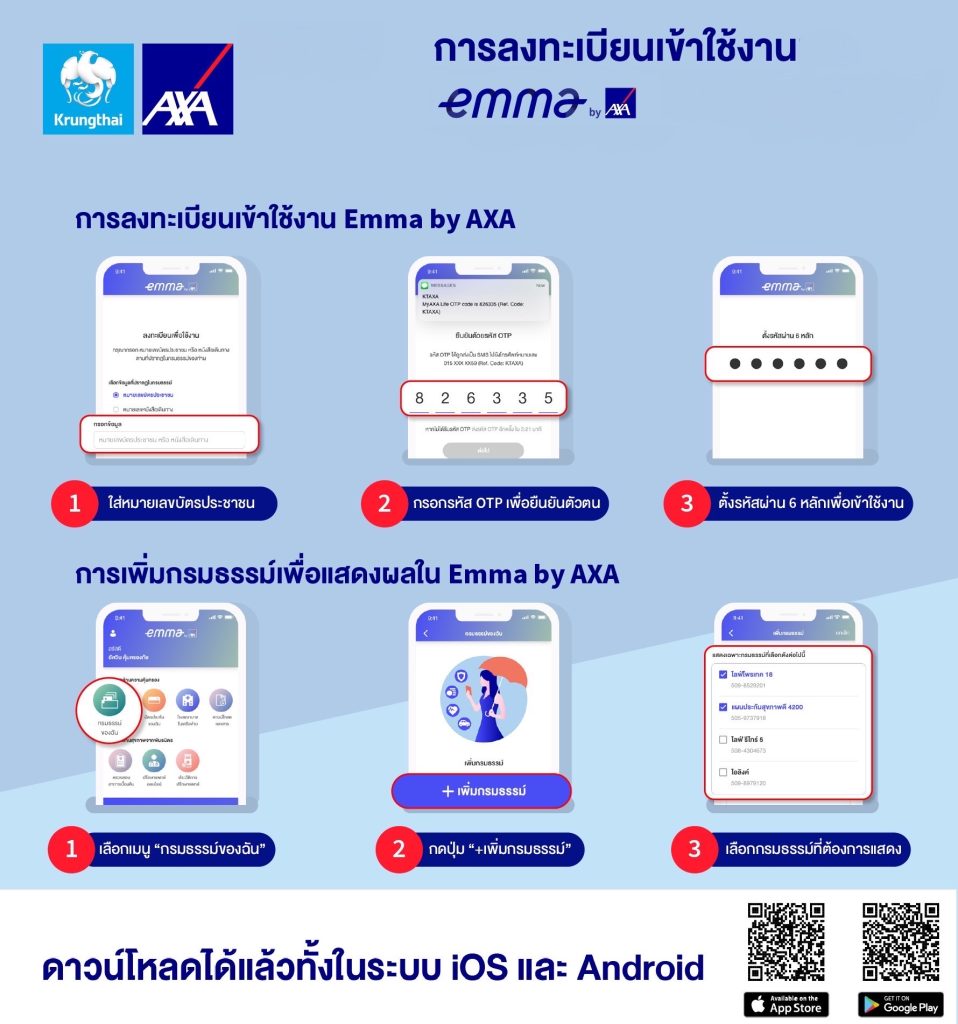 บริการประเภทต่างๆใน Emma by AXA - กรุงไทย-แอกซ่า ประกันชีวิต